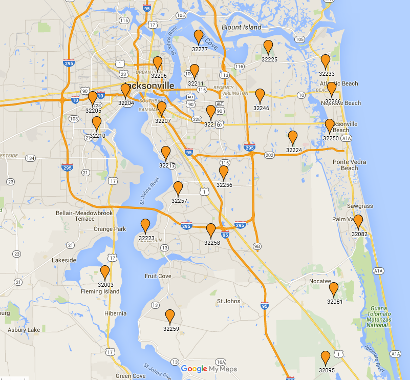 Zip Code Map Jacksonville FL Maid In Jax House Cleaning Services Zip Code Map Jacksonville FL Maid In Jax House Cleaning Services